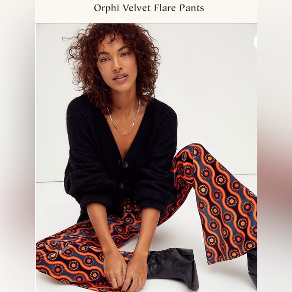 Free People | Pants & Jumpsuits | Orphi Velvet Flare Pant Large | Poshmark